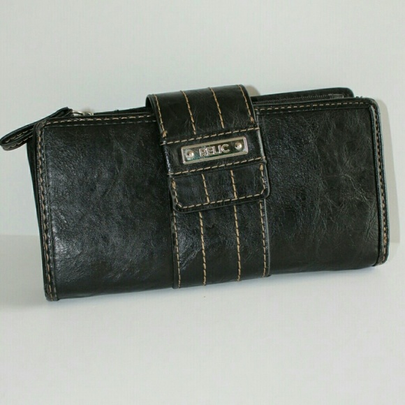 Relic | Bags | Relic Womans Black Distressed Faux Leather Wallet | Poshmark